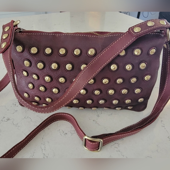 Sundance | Bags | Sundance Made In Italy Leather Studded Burgundy Red ...